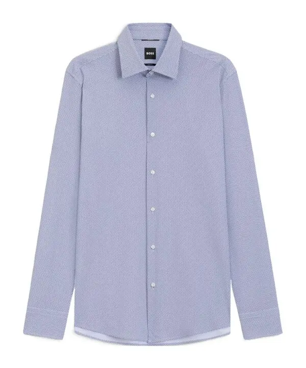 Hugo Boss Geometric-print Slim-fit Shirt - Light Blue Pattern