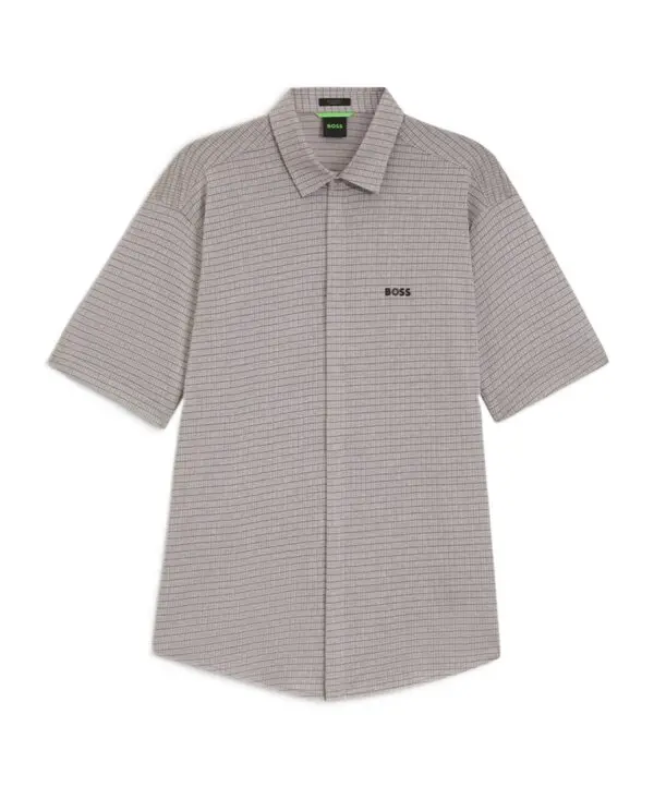 Hugo Boss Regular-fit Cotton Shirt With Performance Features - Gray Pattern
