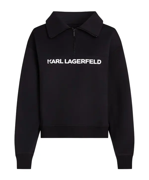 Karl Lagerfeld Logo-print Quarter-zip Sweater - Black