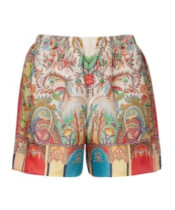 Etro Paisley Silk Satin Shorts - Multicolor
