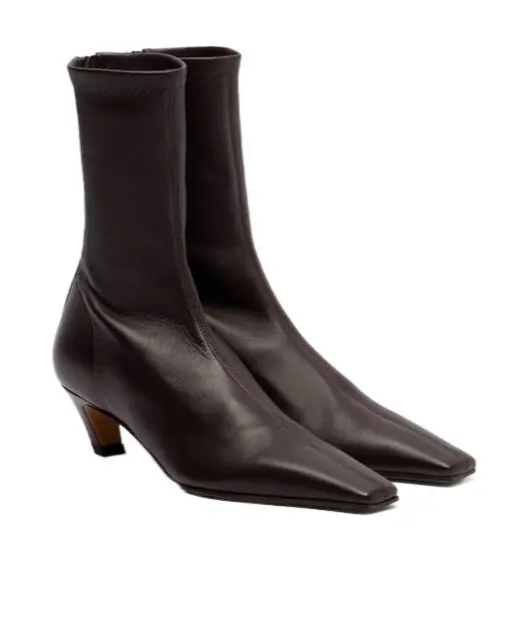 Khaite Arizona Leather Ankle Boots - Wine Red