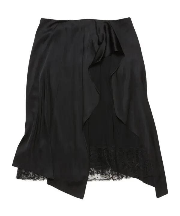 Acne Studios Ruffled Lace-trim Midi Skirt - Black