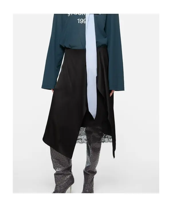 Acne Studios Ruffled Lace-trim Midi Skirt - Black