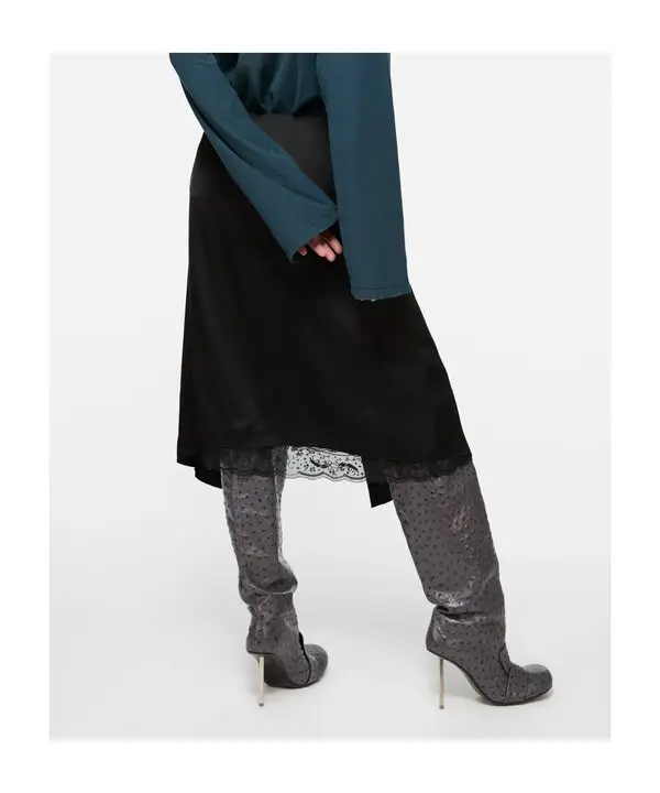 Acne Studios Ruffled Lace-trim Midi Skirt - Black