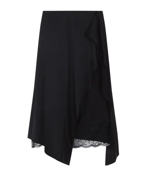 Acne Studios Ruffled Lace-trim Midi Skirt - Black