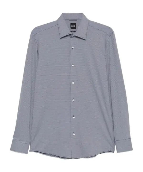 Hugo Boss Geometric-print Long-sleeve Shirt - Grey