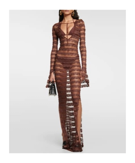 AYA MUSE Semi-sheer Lace Maxi Dress