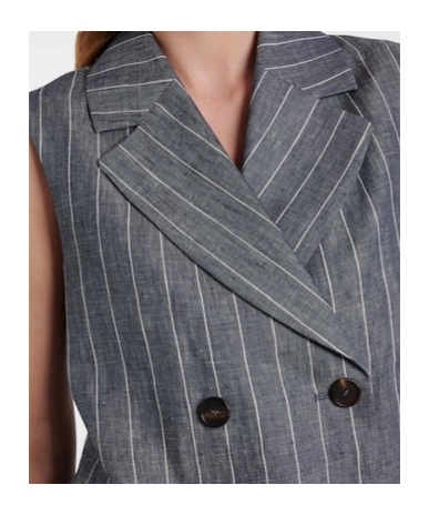 Max Mara Ballo Pinstripe Double-breasted Linen Vest