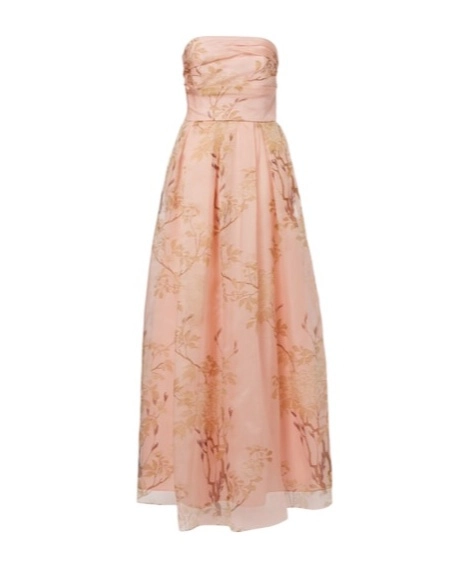 Max Mara Elegante Dominio Floral Silk Organza Bustier Gown - Pink