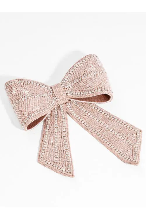 HAIR DRAMA CO Blush Diamond Beaded Hair Bow - Pink