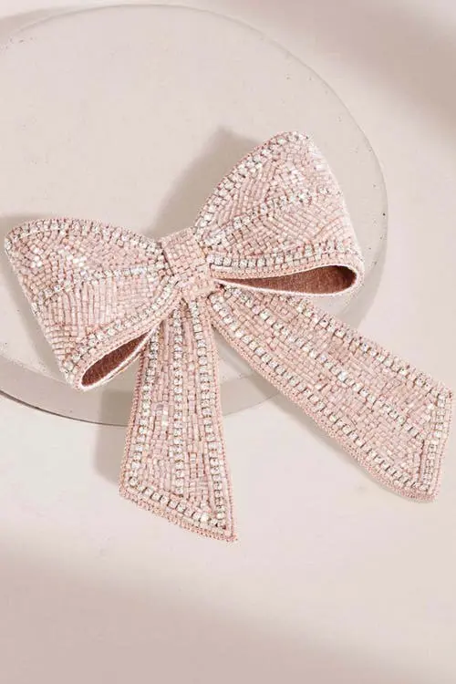 HAIR DRAMA CO Blush Diamond Beaded Hair Bow