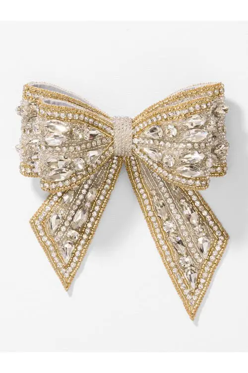 HAIR DRAMA CO Embellished Crystal Hair Bow Barrette Clip