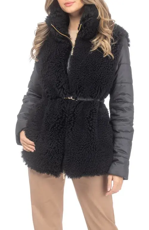 Gorski Genuine Shearling Jacket With Quilted Sleeves And Back