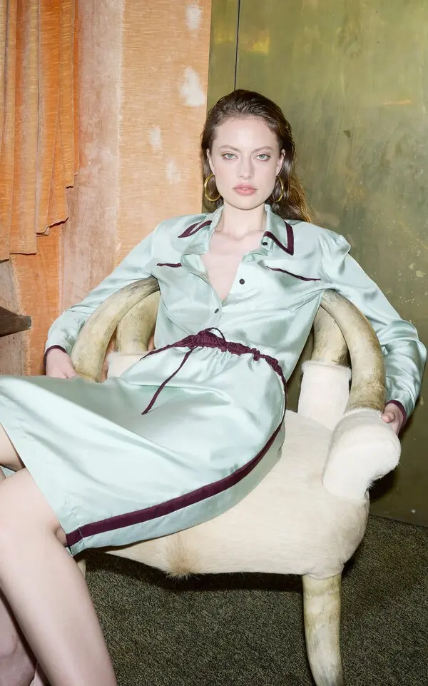 Françoise Fanny Silk Shirt - Green