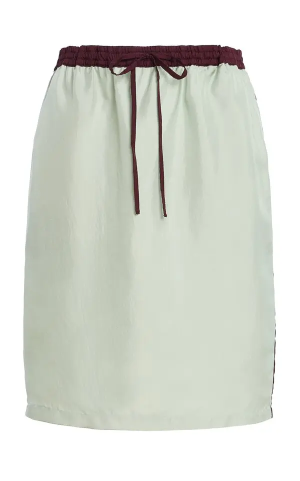 Françoise Fanny Silk Midi Skirt - Green