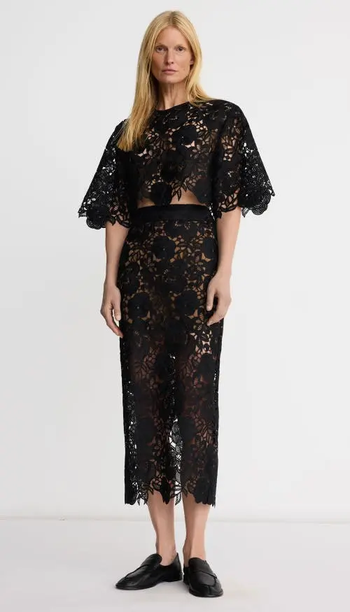 Smythe Lace Pencil Skirt - Black