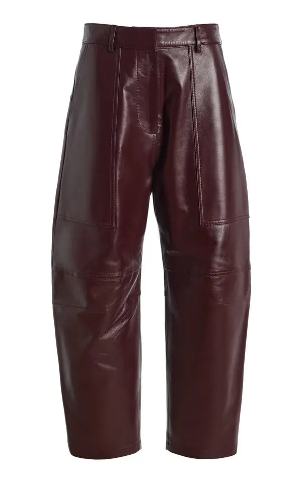 Françoise Gaia Leather Barrel-leg Pants