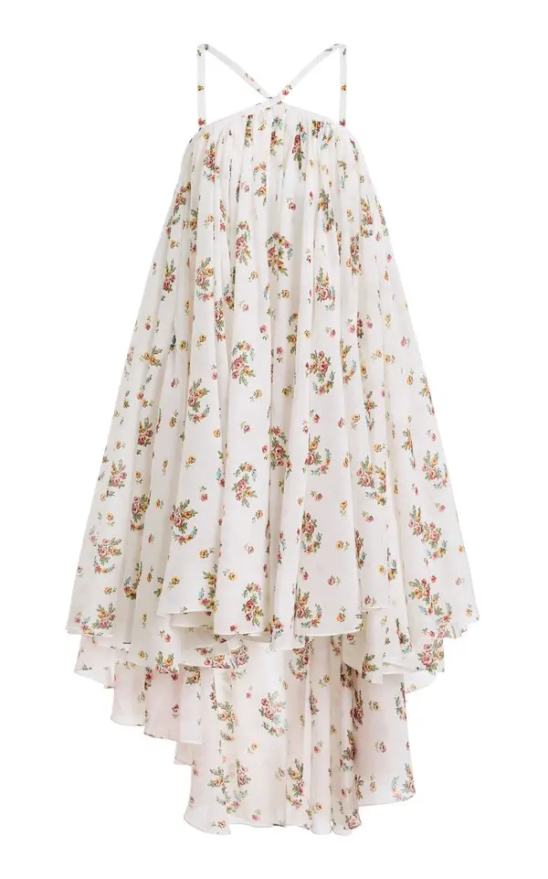 Françoise Diana Cotton-blend High-low Dress - Floral