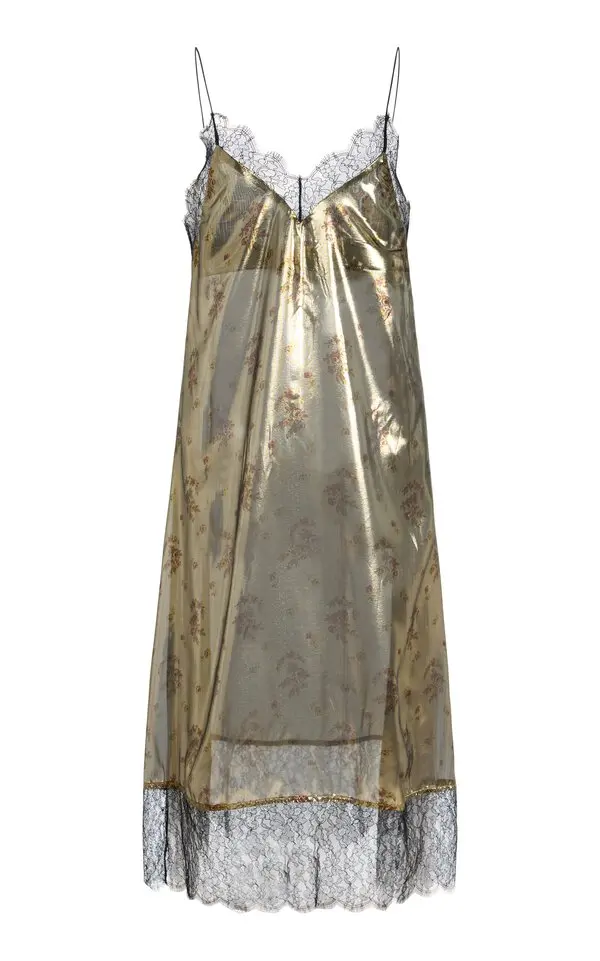 Françoise Layla Silk-lurex Midi Slip Dress - Gold