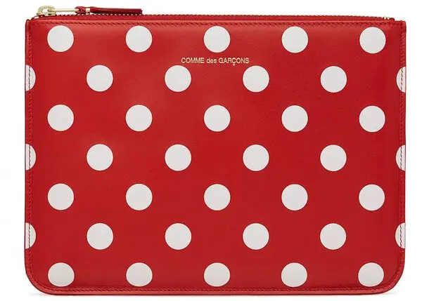 Comme Des Garçons Sa5100pd Wallet Polka Dots - Red