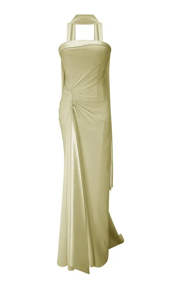 MARMAR HALIM Strapless Crepe Maxi Dress With Scarf - Yellow