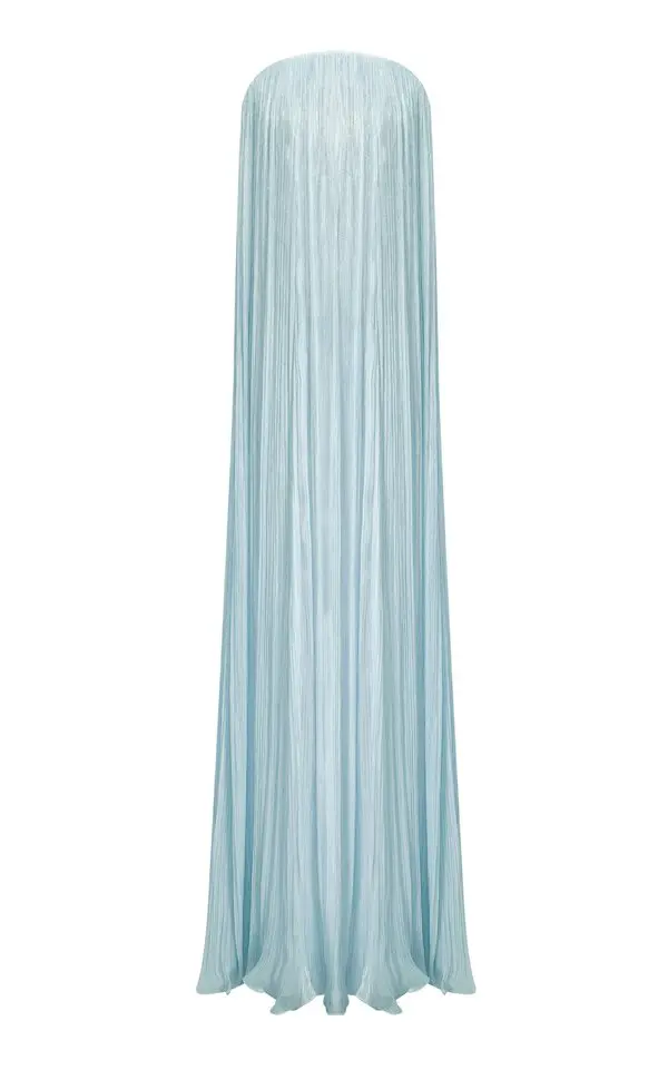 MARMAR HALIM Strapless Hand-pleated Maxi Dress - Blue