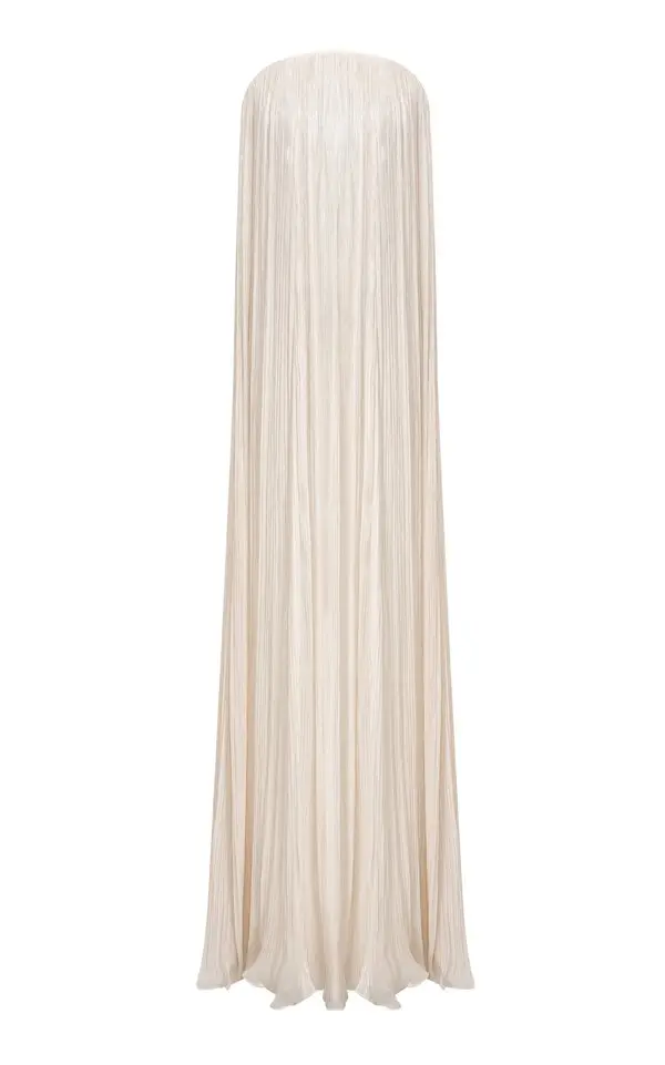 MARMAR HALIM Strapless Hand-pleated Maxi Dress - Ivory
