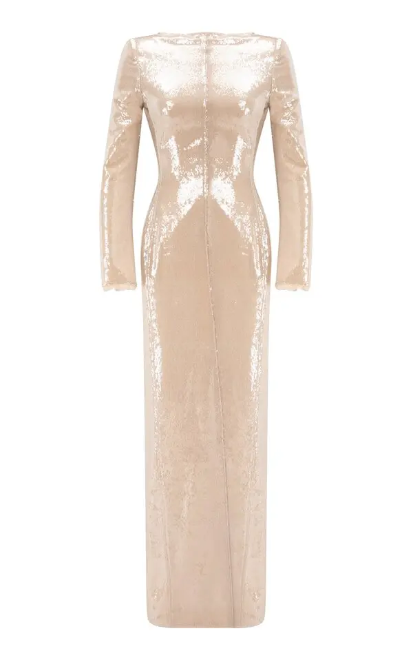 MARMAR HALIM High-neck Sequin Maxi Dress - Nude