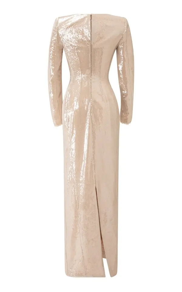 MARMAR HALIM High-neck Sequin Maxi Dress - Nude