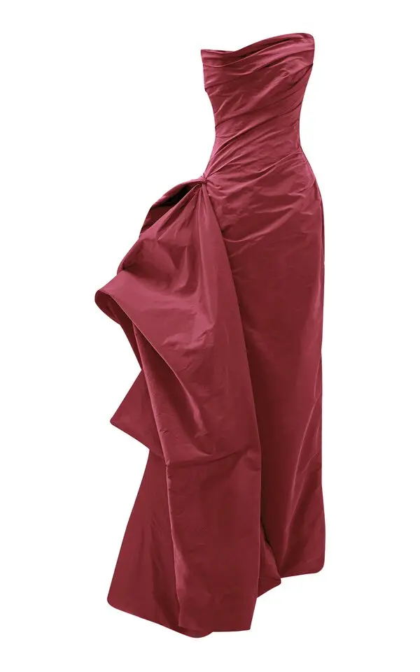 MARMAR HALIM Draped Taffeta Maxi Dress With Detachable Overskirt - Red