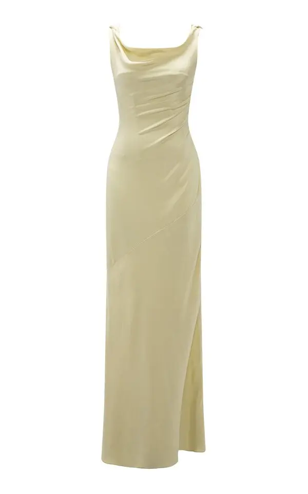 MARMAR HALIM Draped Silk Crepe Maxi Dress - Yellow
