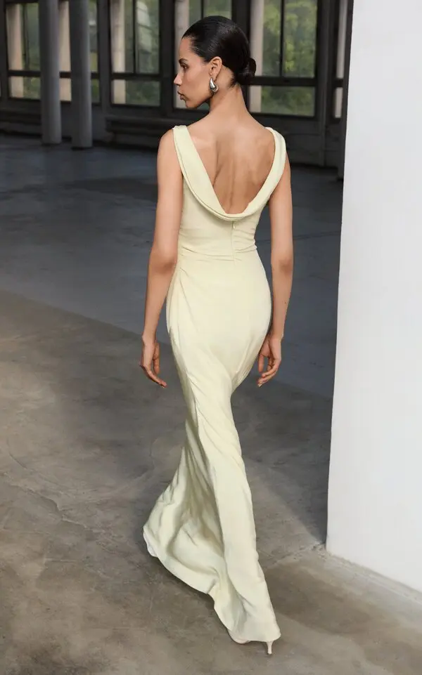 MARMAR HALIM Draped Silk Crepe Maxi Dress - Yellow