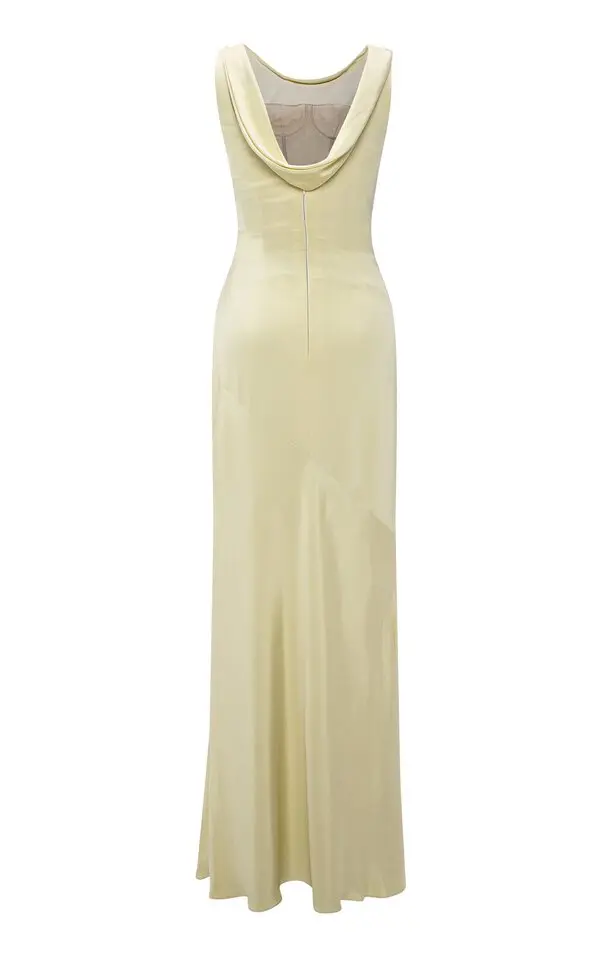 MARMAR HALIM Draped Silk Crepe Maxi Dress - Yellow