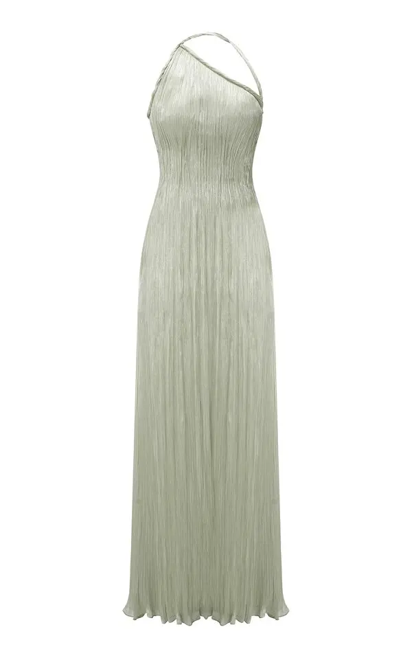 MARMAR HALIM Pleated One-shoulder Maxi Dress - Green