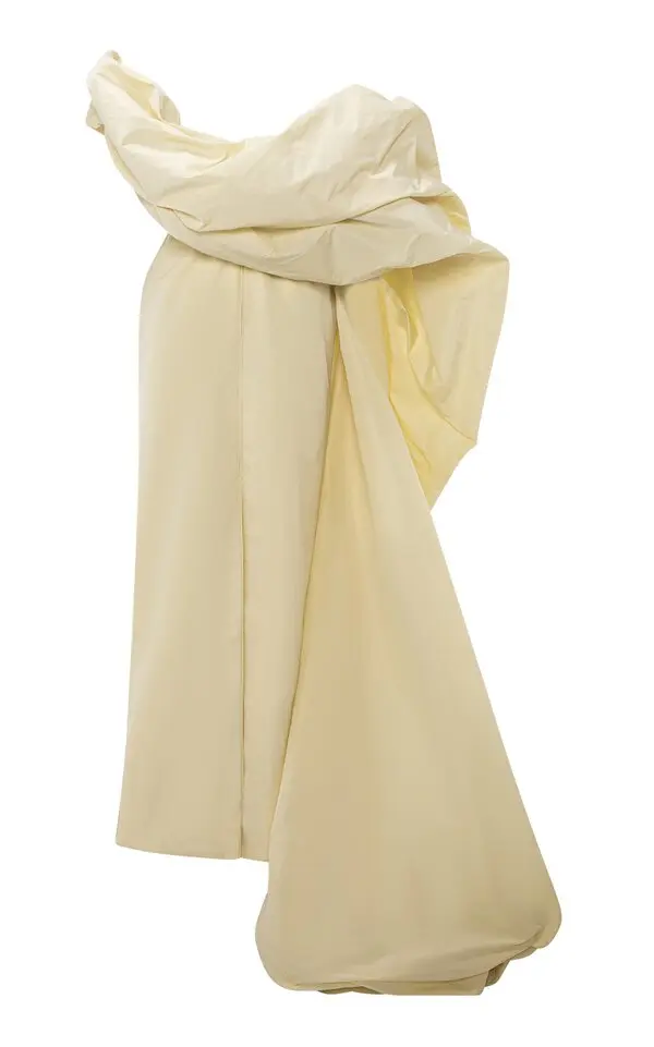 MARMAR HALIM Strapless Taffeta Maxi Dress With Cape Effect