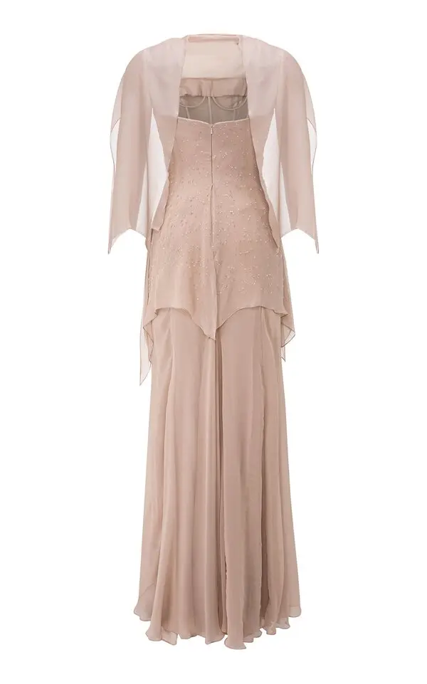 MARMAR HALIM Embroidered Silk Chiffon Off-the-shoulder Maxi Dress
