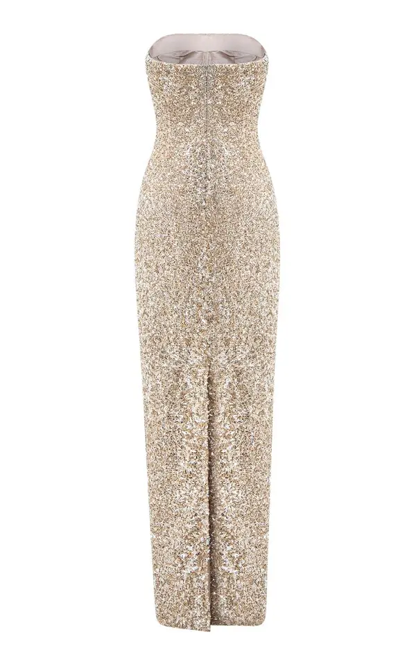 MARMAR HALIM Embroidered Strapless Maxi Dress - Nude