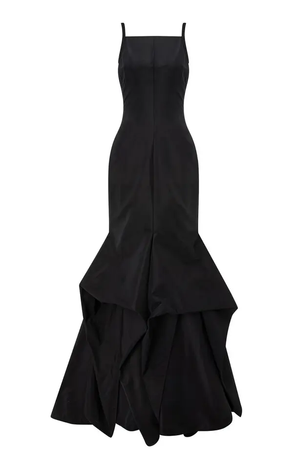 MARMAR HALIM Fish-cut Taffeta Mermaid Maxi Dress - Black