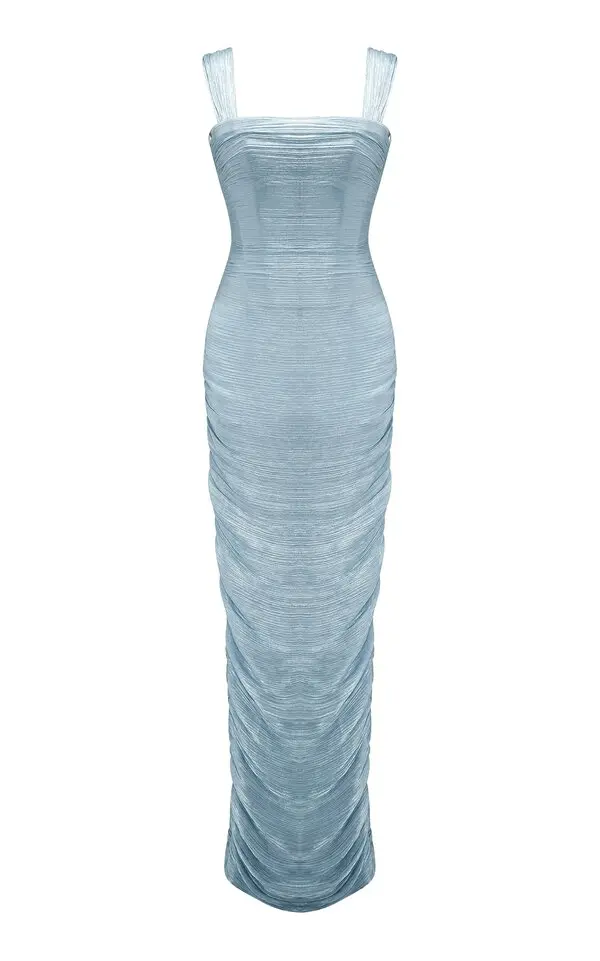 MARMAR HALIM Hand-pleated Maxi Dress - Light Blue