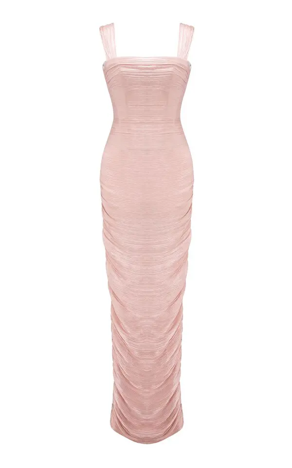 MARMAR HALIM Hand-pleated Maxi Dress - Pink