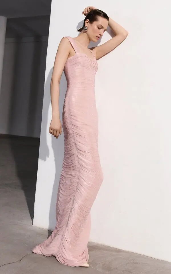 MARMAR HALIM Hand-pleated Maxi Dress - Pink