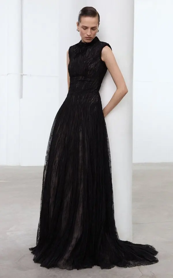 MARMAR HALIM High-neck Embroidered Lace Maxi Dress