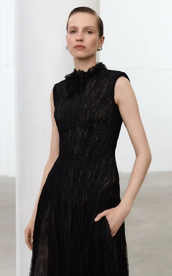 MARMAR HALIM High-neck Embroidered Lace Maxi Dress