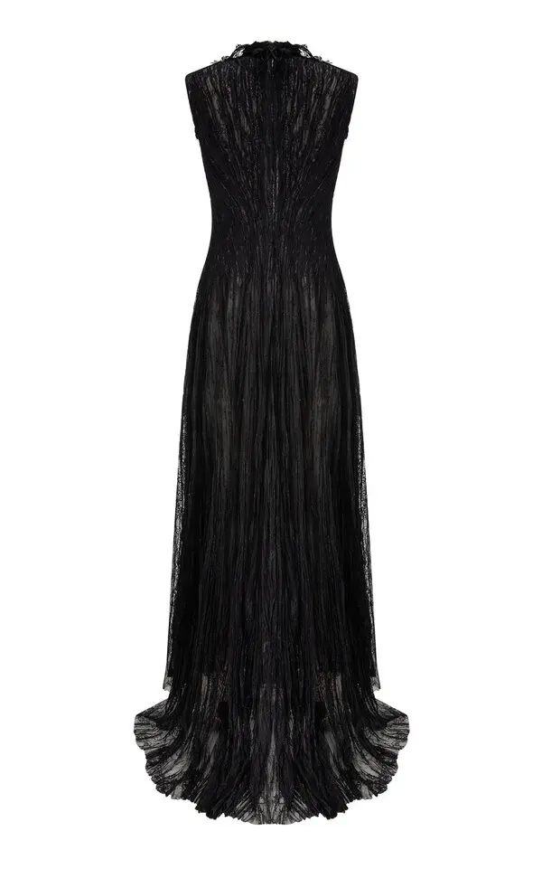 MARMAR HALIM High-neck Embroidered Lace Maxi Dress