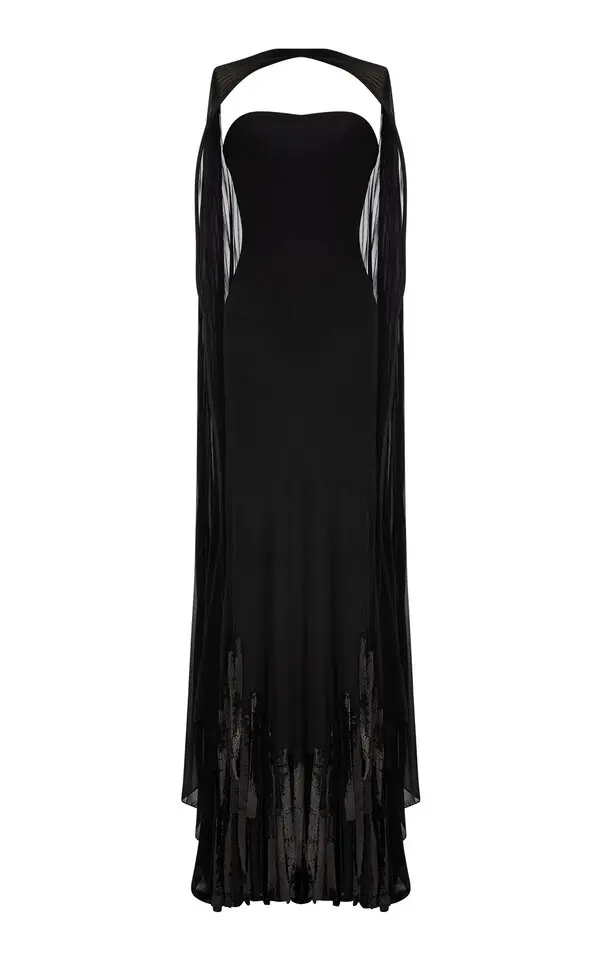 MARMAR HALIM Pleated Chiffon Cape