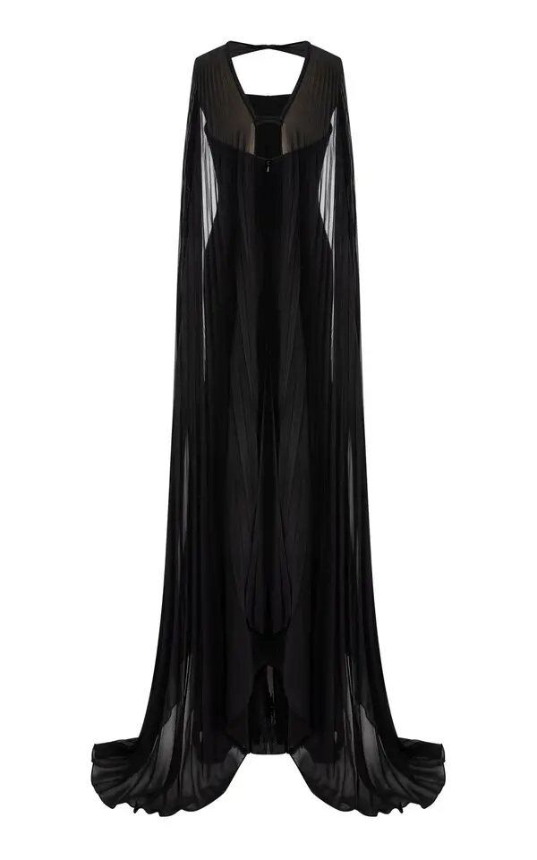 MARMAR HALIM Pleated Chiffon Cape