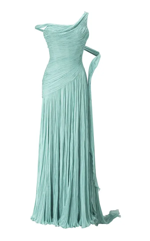MARMAR HALIM Asymmetric Chiffon Maxi Dress