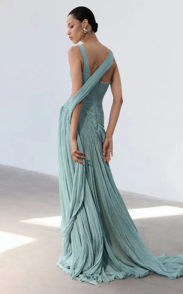 MARMAR HALIM Asymmetric Chiffon Maxi Dress