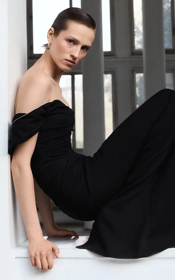 MARMAR HALIM Off-the-shoulder Draped Crepe Maxi Dress