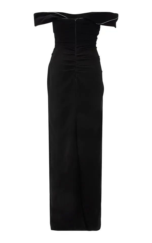 MARMAR HALIM Off-the-shoulder Draped Crepe Maxi Dress